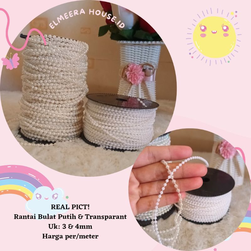 PUTIH Pearl| White & Transparent Round Chain | Shopee Malaysia