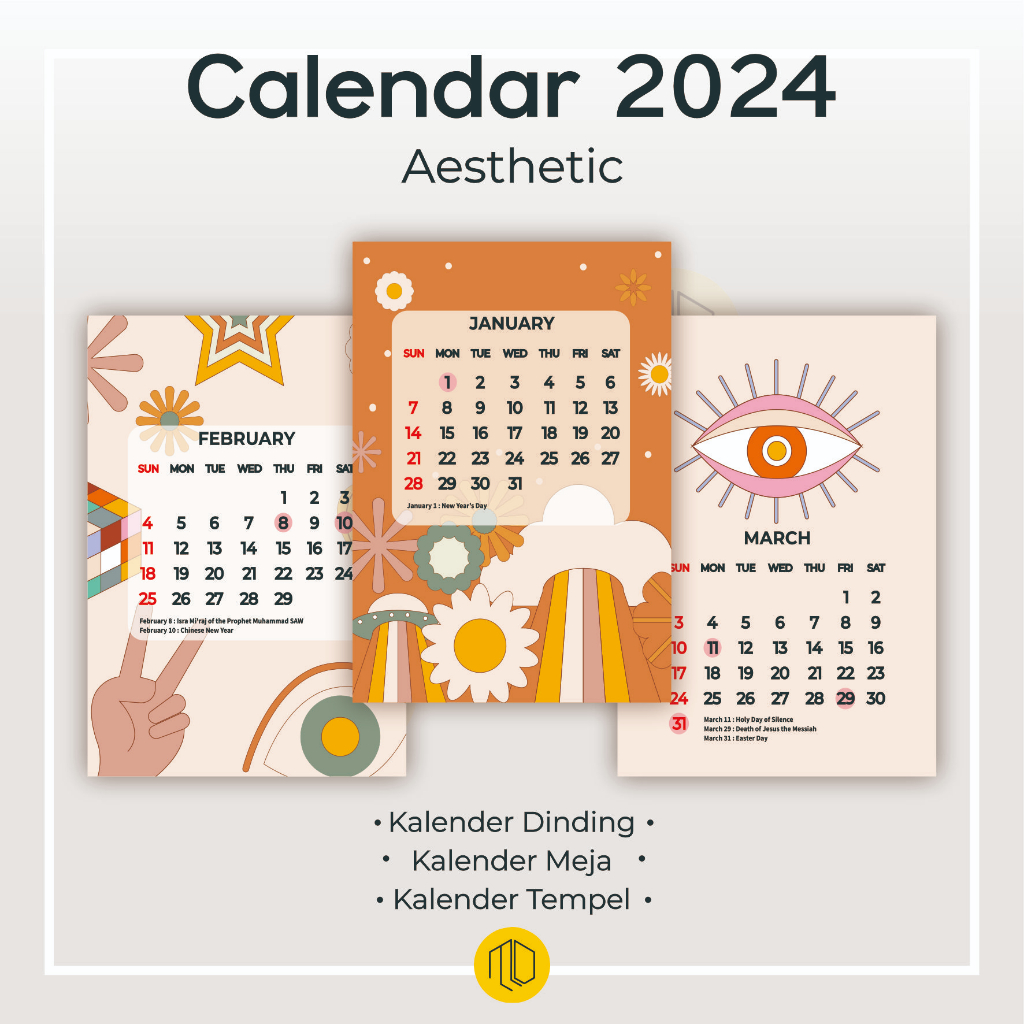 2024 Aesthetic Calendar/Complete 2024 Calendar/Wall Calendar Sitting ...