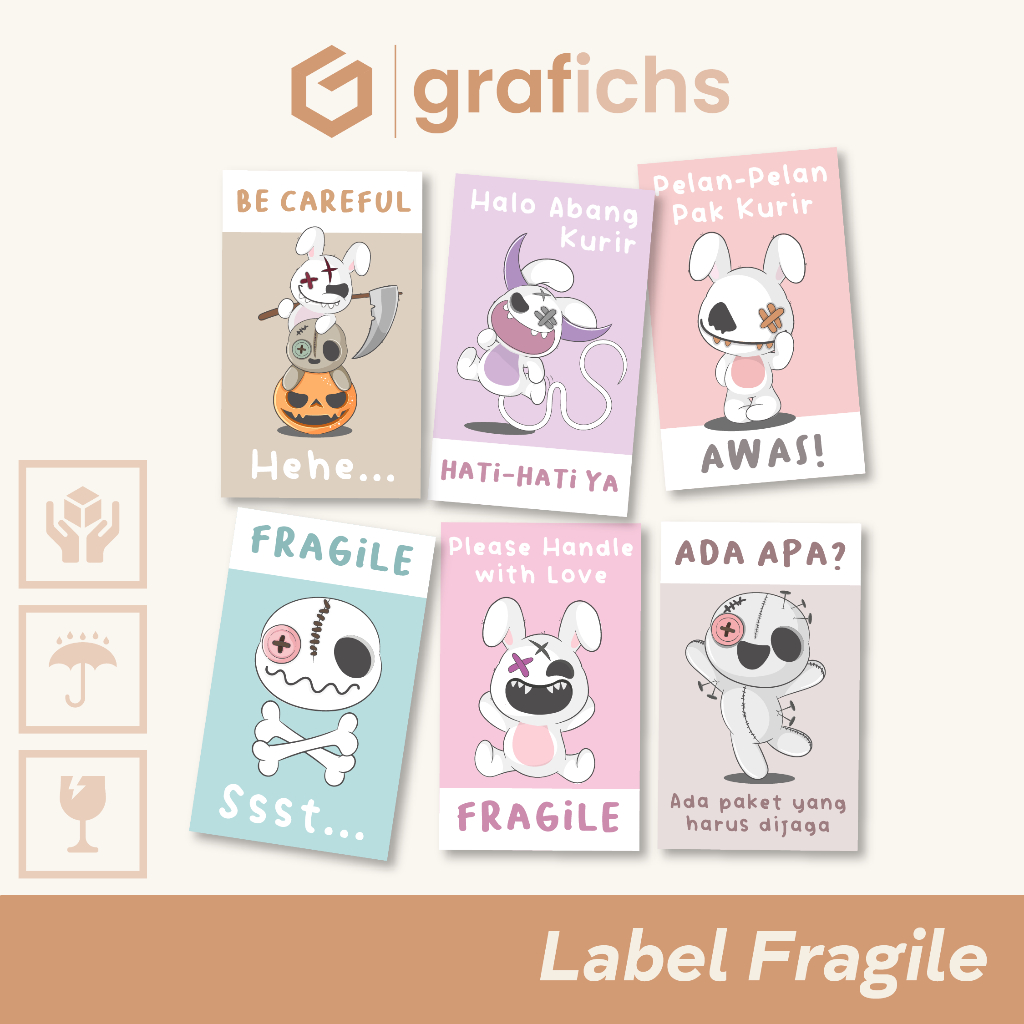 Fragile Premium Aesthetic Sticker FG01 - FG06 by Grafichs | Shopee Malaysia