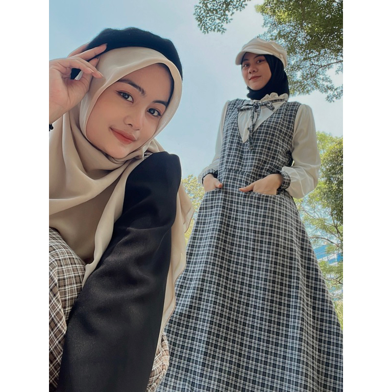 Itzy Overall Dress Gamis Kotak Tartan Korean Style by Studhijabstore ...