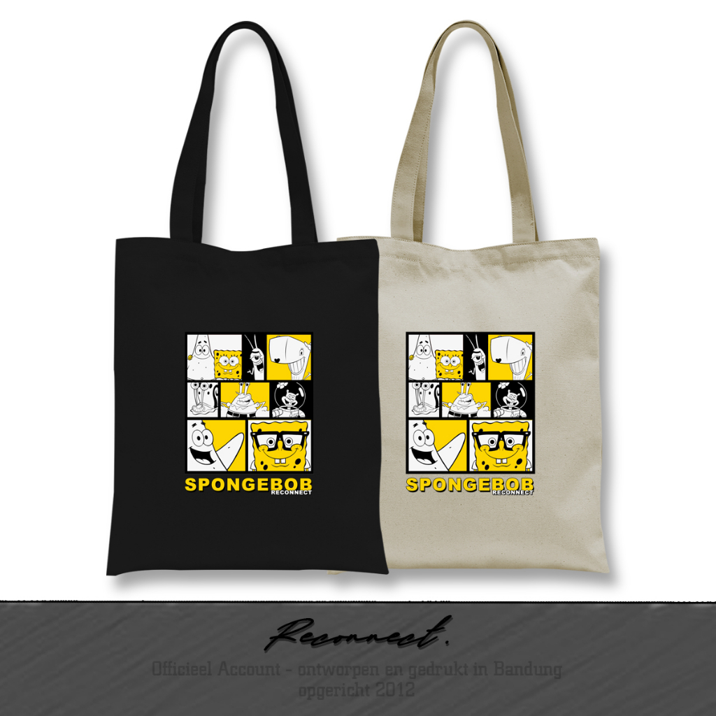Reconnect Totebag Motif Spongebob Squarepants Patrick Star Squidward Tentacles Krabs Sandy