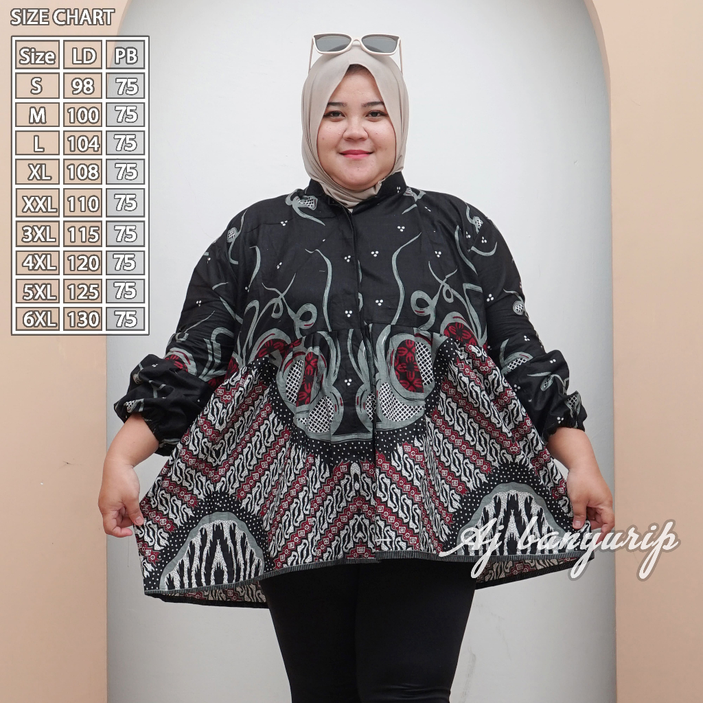 KATUN (Aj Banyurip) Latest Mahalini Motif Jumbo Batik Blouse Cotton LD ...