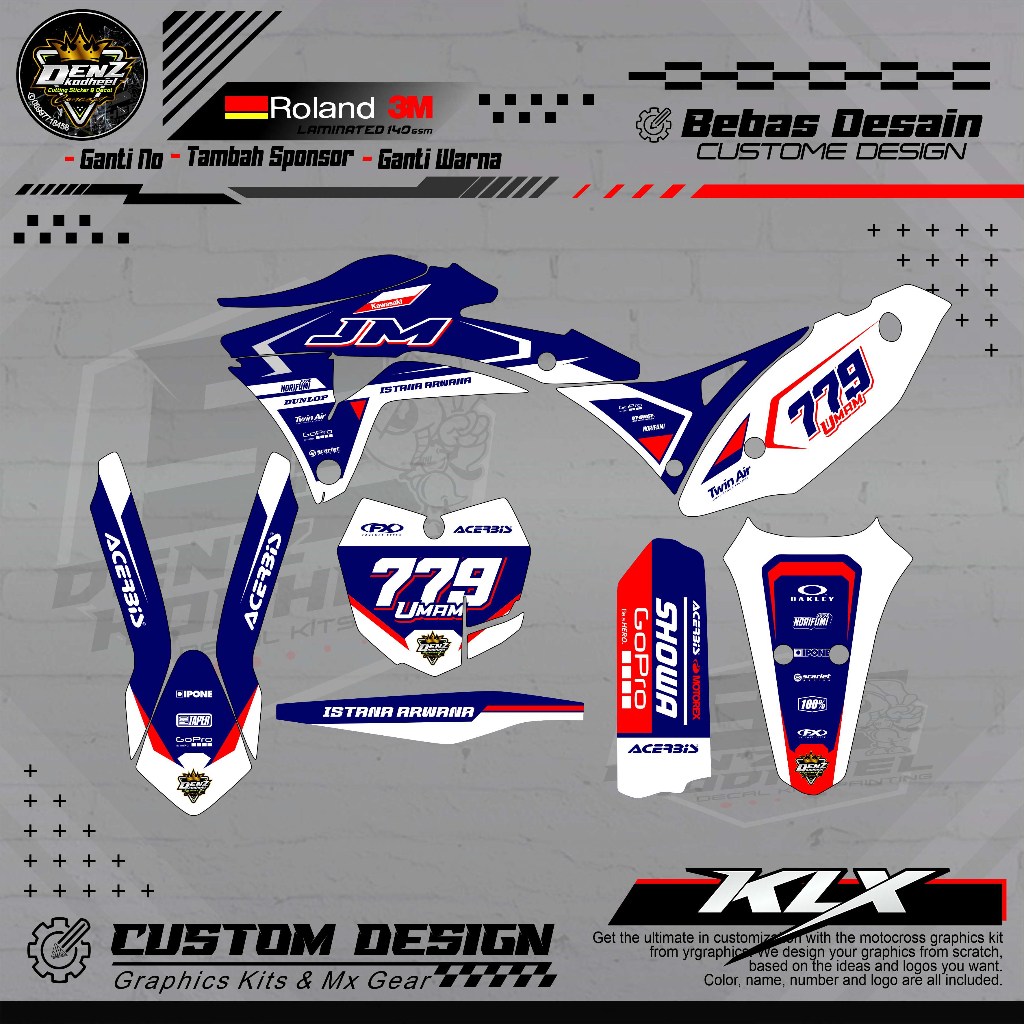 Decal STICKER KLX GORDON FREE FULL COSTUM NO Name SPONSOR FULL MD20789 ...