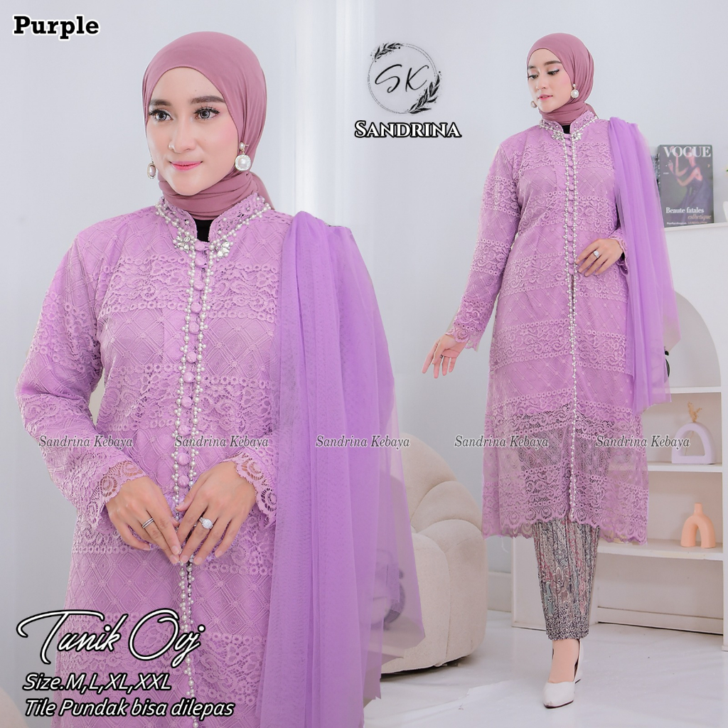 Can Suit/Top Kebaya Oyi Sequin Brukat Tunic and Long Batik Frisket ...