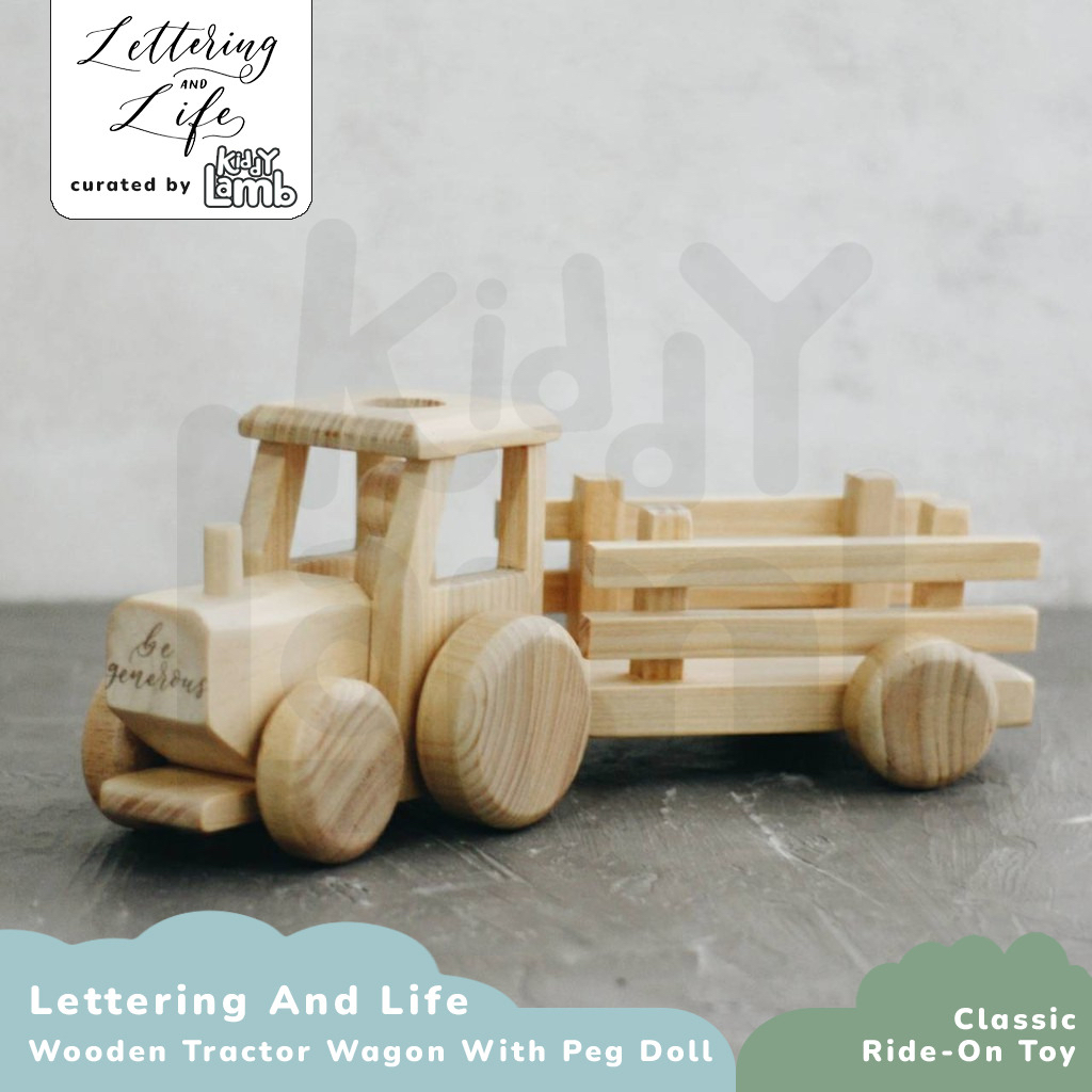 KAYU Lettering and Life Wooden Tractor Wagon with Peg Doll/Wooden truck ...