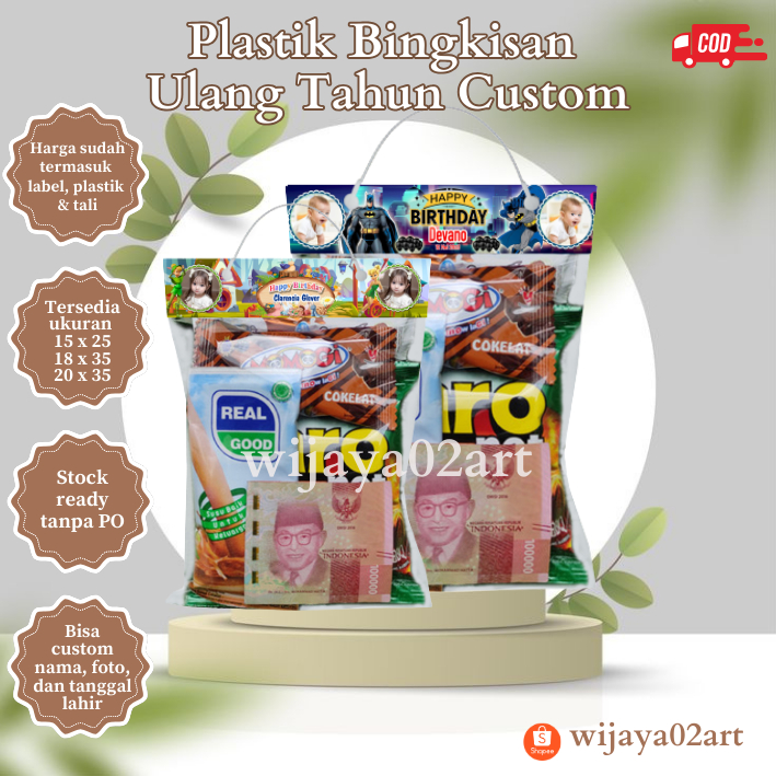 Plastic Birthday Gift/Plastic Birthday snack custom (25Pcs) | Shopee ...