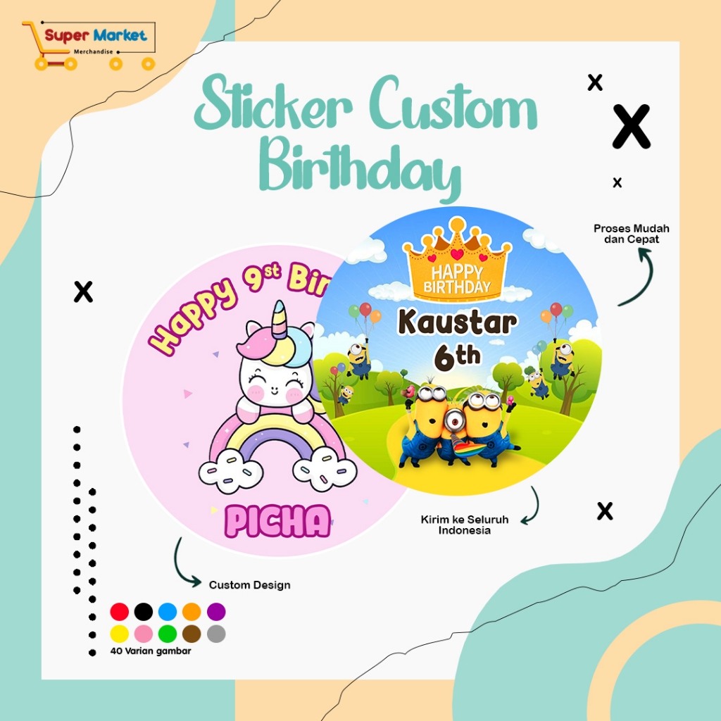 Print CUSTOM BIRTHDAY STICKERS / PRINT HAPPY BIRTHDAY LOGO STICKER YOUR ...
