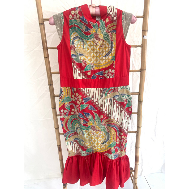 MERAH Chinese NEW year party dress BATIK Flower Red Color | Shopee Malaysia