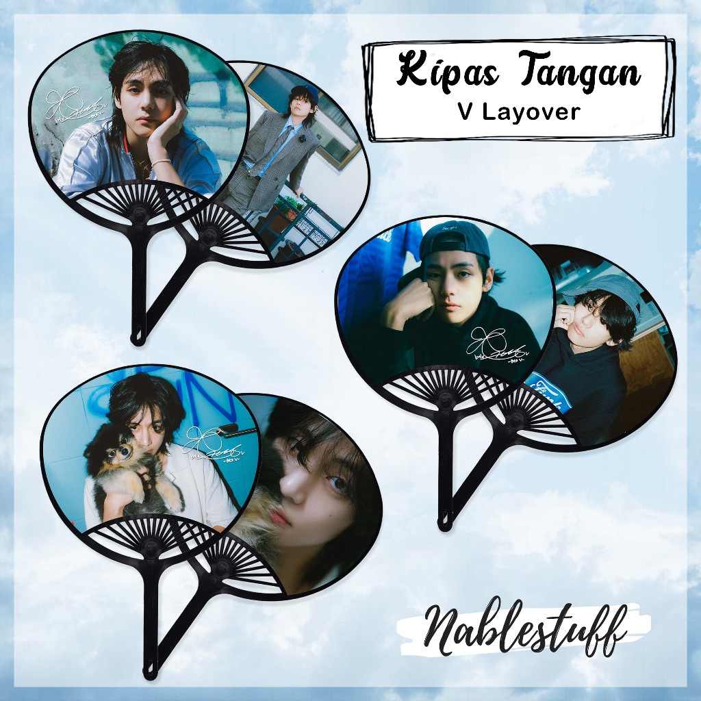 Bts V Hand Fan Kim Taehyung Layover Slow Dancing Ver // Shell Fan ...