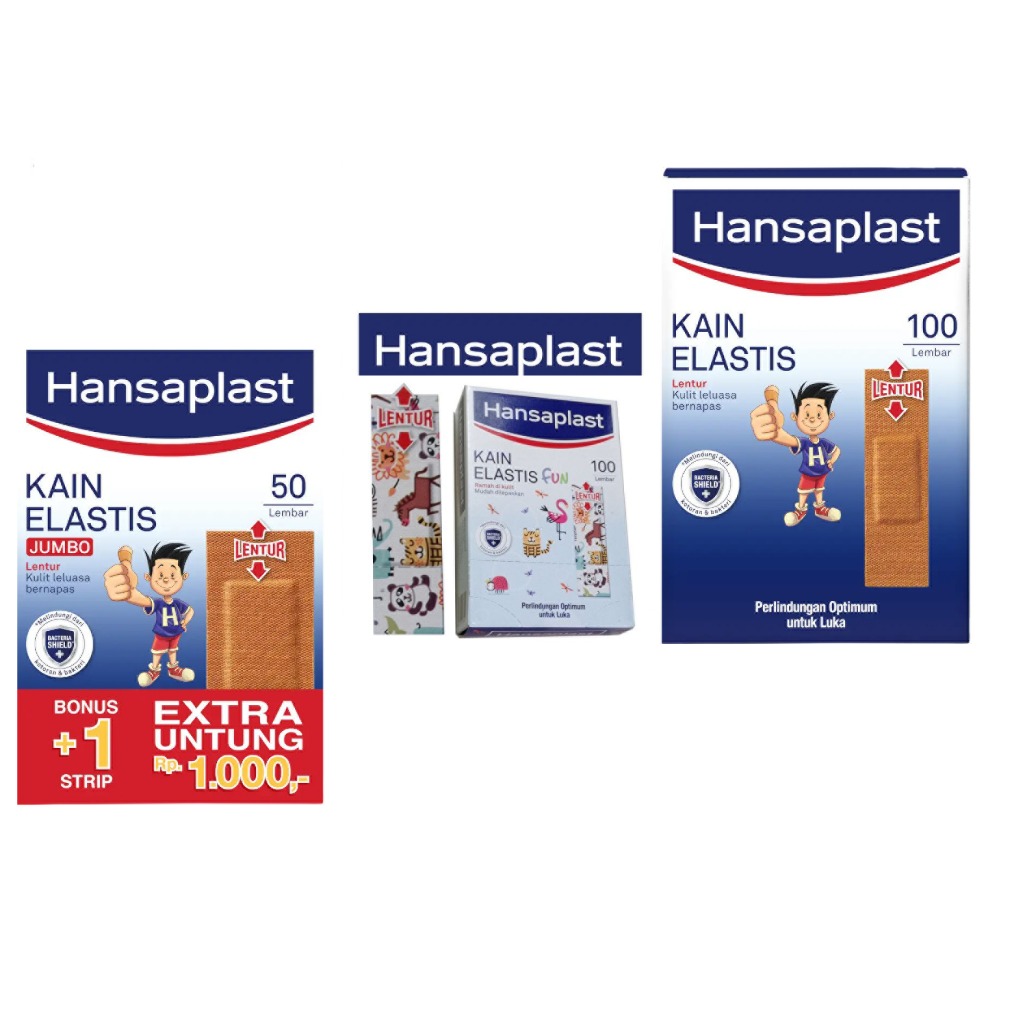 Hansaplast PLASTER ELASTIC FABRIC BOX CONTAINS 100 PCS STRIPS, FLEXIBLE ...