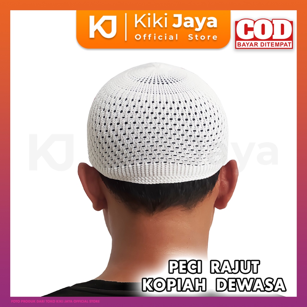 PUTIH [KIKI] Adult Knitted Peci - White Color - Songkok Hat Kopiyah Hat ...