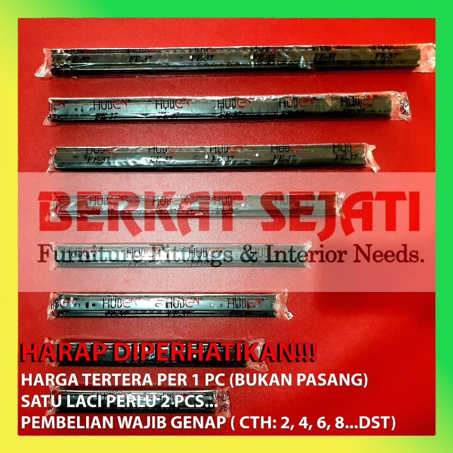 Huben FE37 - 60 cm Double Track Full Extension Ball Bearing Drawer Rail ...