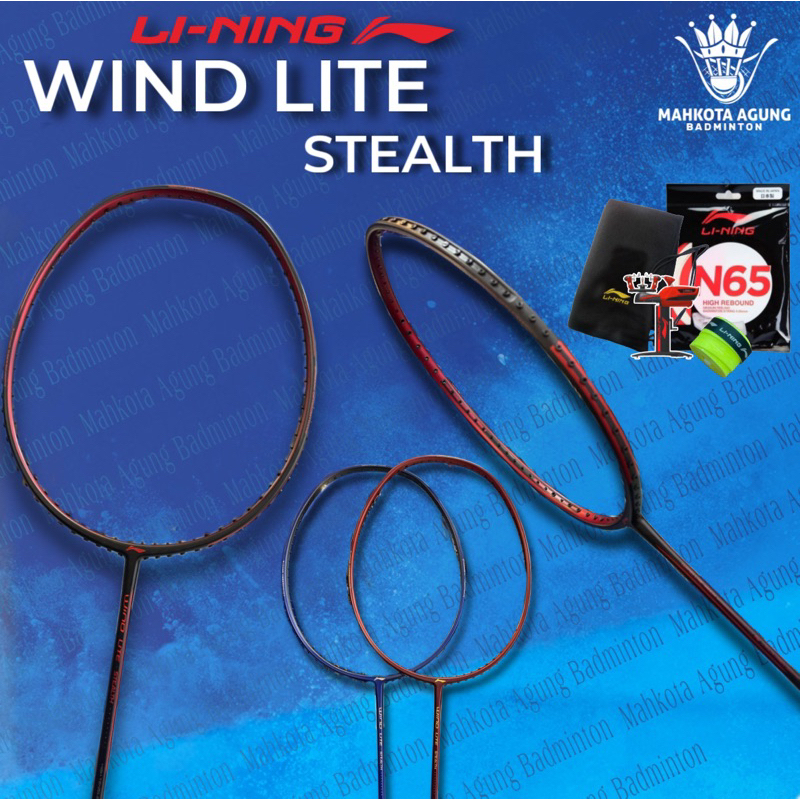 LINING WIND LITE STEALTH windlite BADMINTON RACKET ORIGINAL BONUS COMPLETE GRIP STRINGS DIGITAL ...