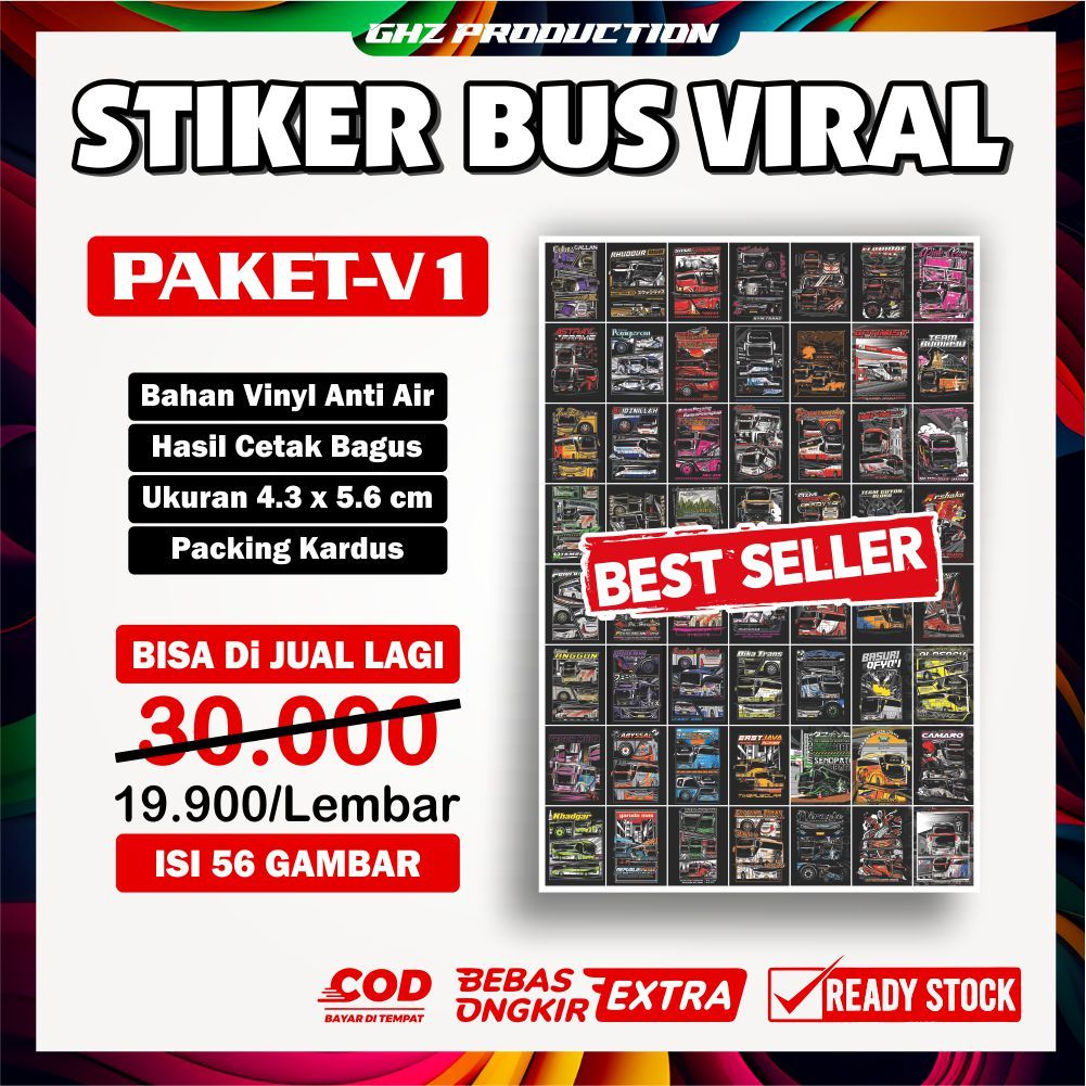 56pcs V1 VIRAL BUS STICKERS CAN BE SOLD AGAIN - BISMANIA JETBUS3 ...