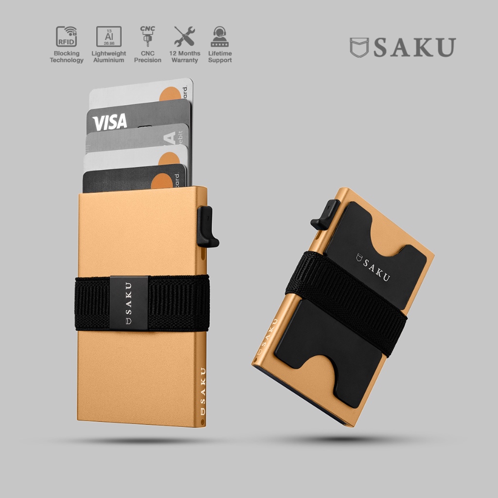 Men's Card Wallet Pocket Smart Card Holder Wallet RFID Commando GOLD ...