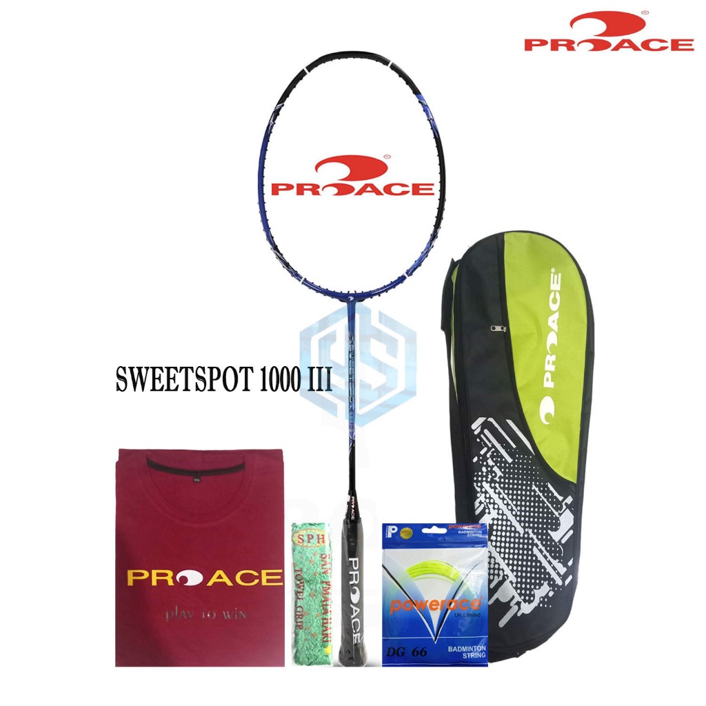 Badminton Pro Ace Sweetspot 1000 III Racket Complete Bonus | Shopee ...