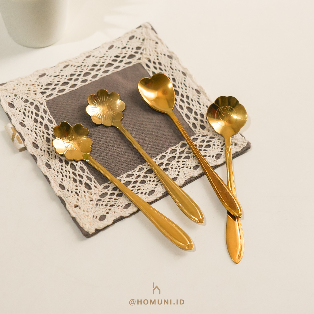 Misun Luxury Stainless Steel Gold Spoon/Korean Aesthetic Coffee Tea ...