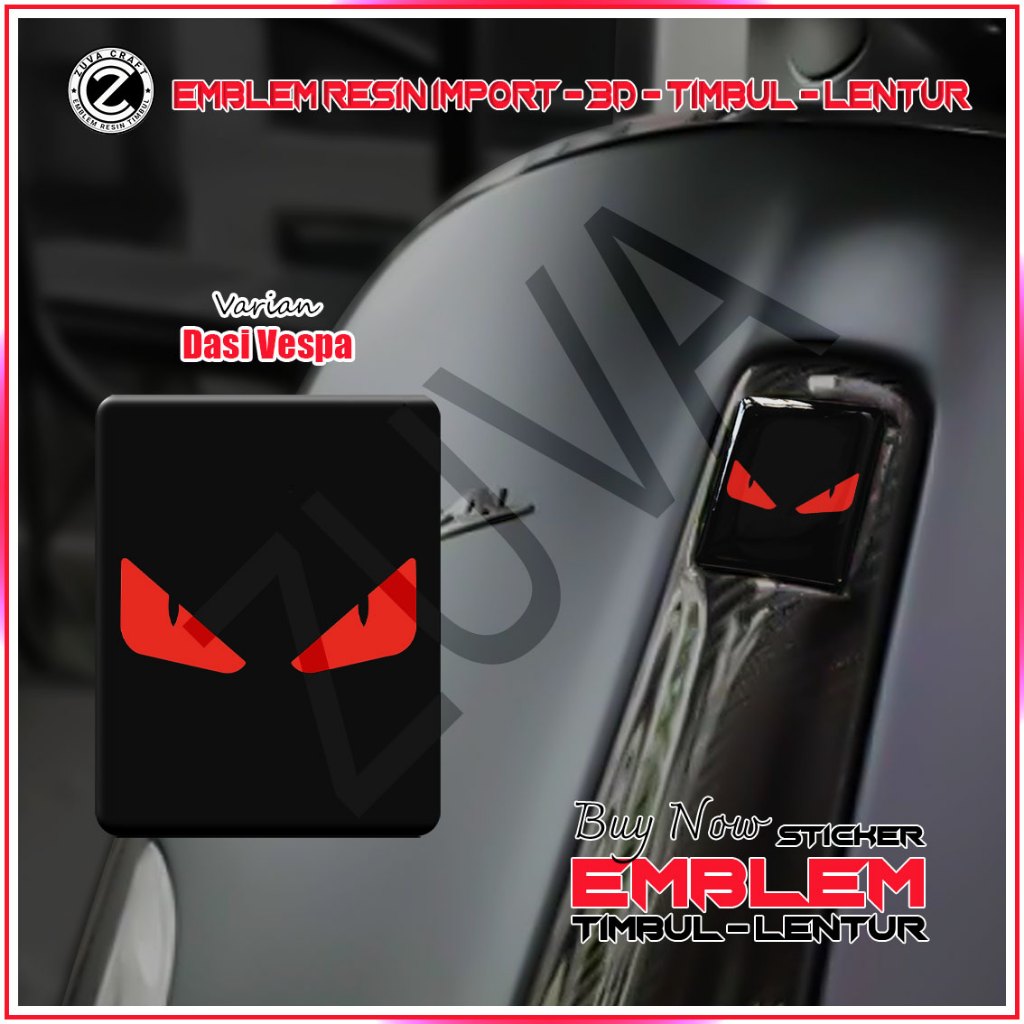MATA MERAH Vespa EMBLEM STICKER FENDI MONSTER LOGO RED EYE embossed ...