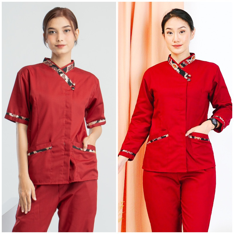 Megan Rosewood Maroon nurse uniform/nanny uniform/hotel uniform/spa ...