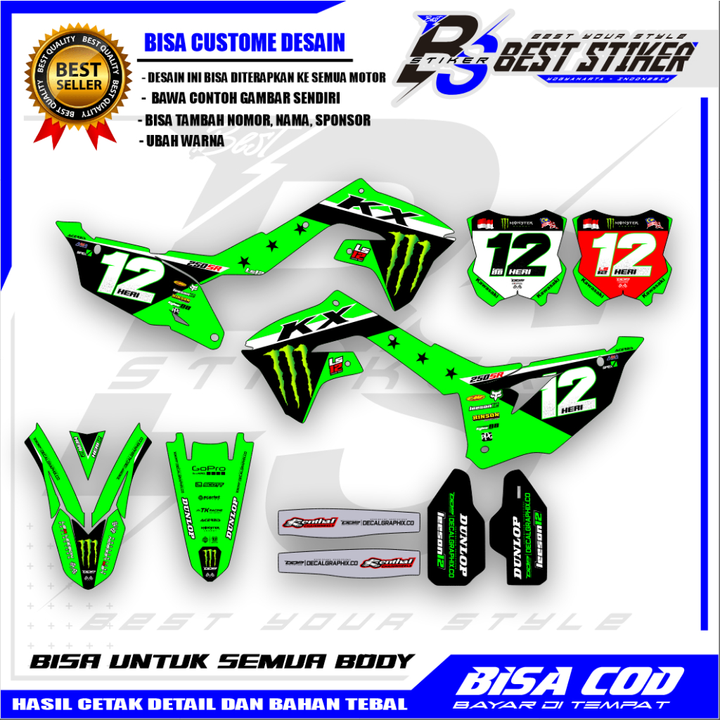Sticker DECAL KAWASAKI KX 250 FULLBODY DEKAL KEREN DEKAL KEREN DECAL ...