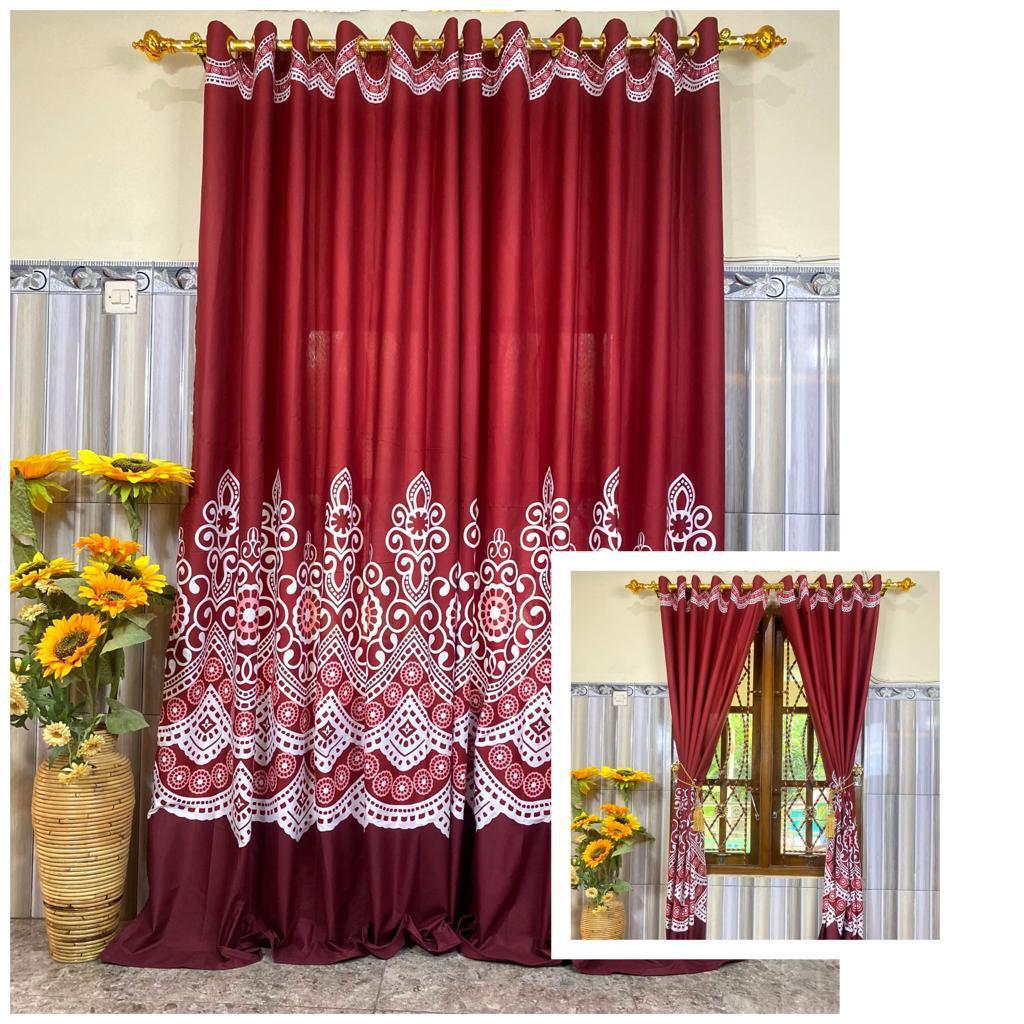 Minimalist Smokring 12 Hole Door Window Curtains Abichandra Motif ...