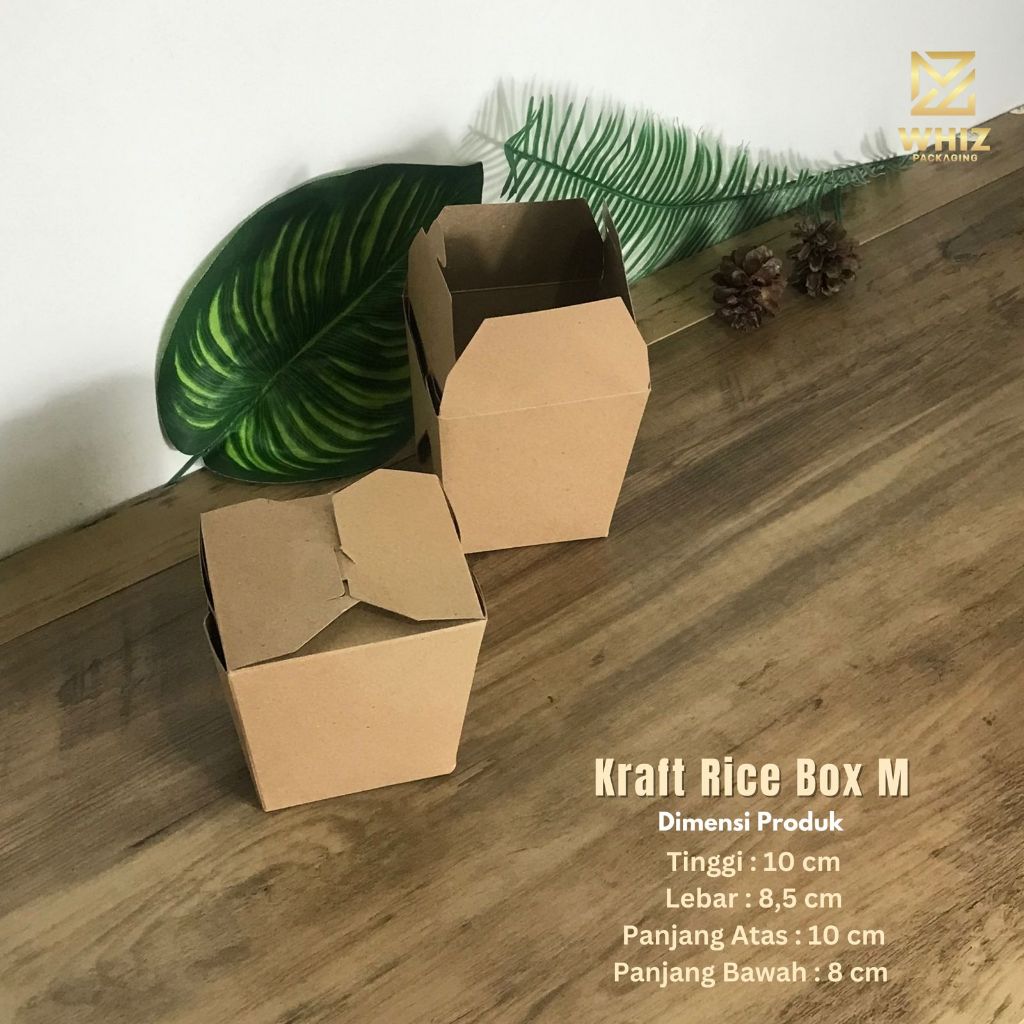 Food Pail / Paper Box Kraft Rice Box M Lamination contains 50 pcs ...