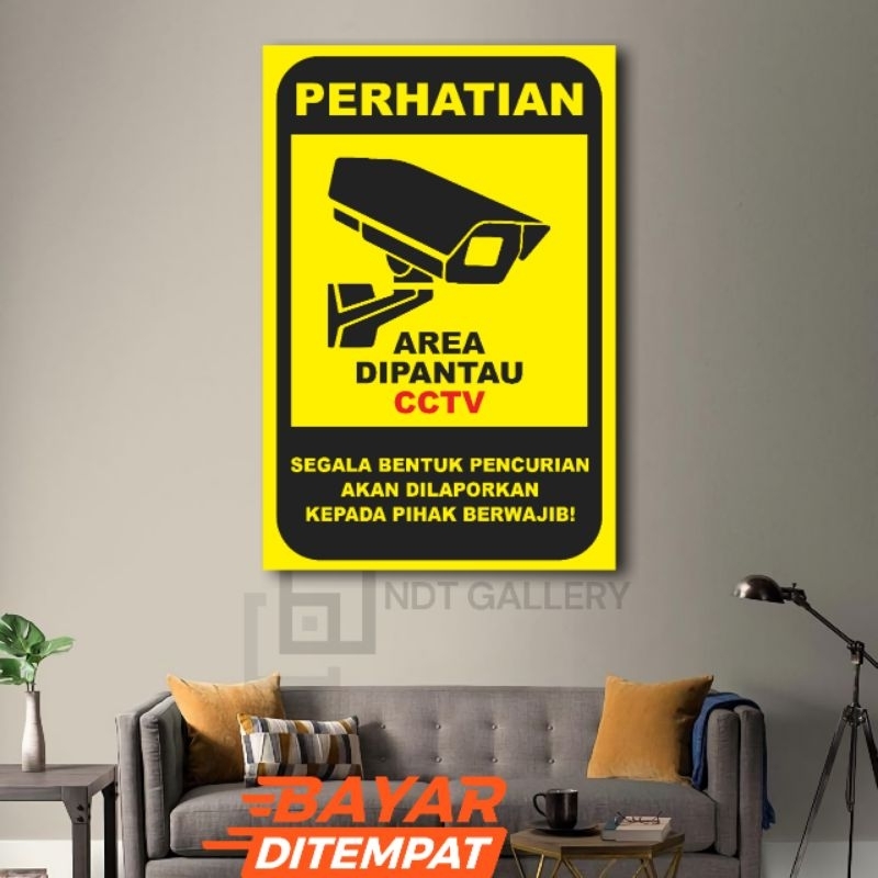 HIASAN DINDING Ndt[20x30] CCTV Monitored Area Wall Decoration Sign CCTV ...