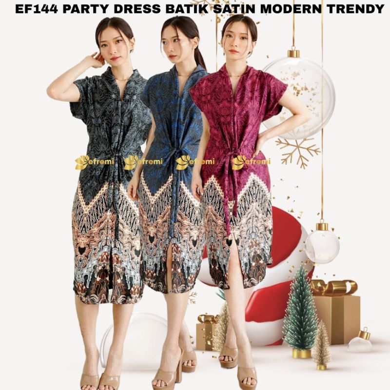 Ef144 BATIK PARTY DRESS SATIN PRINTING SEMI SILK PREMIUM EFREMI SERIES ...