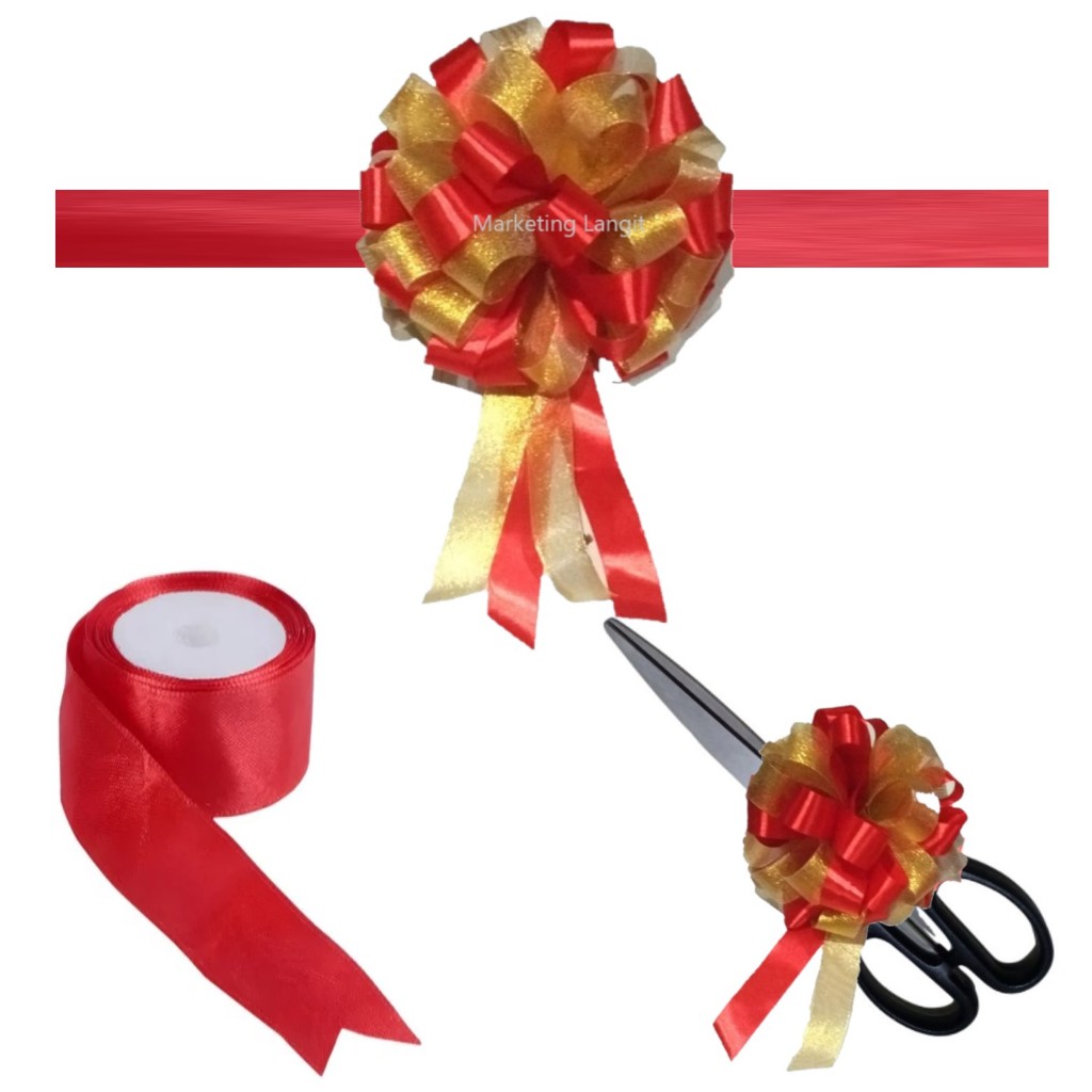 Inauguration Ribbon So Ready To Use Large Pompom Model 30cm Custom 2 ...