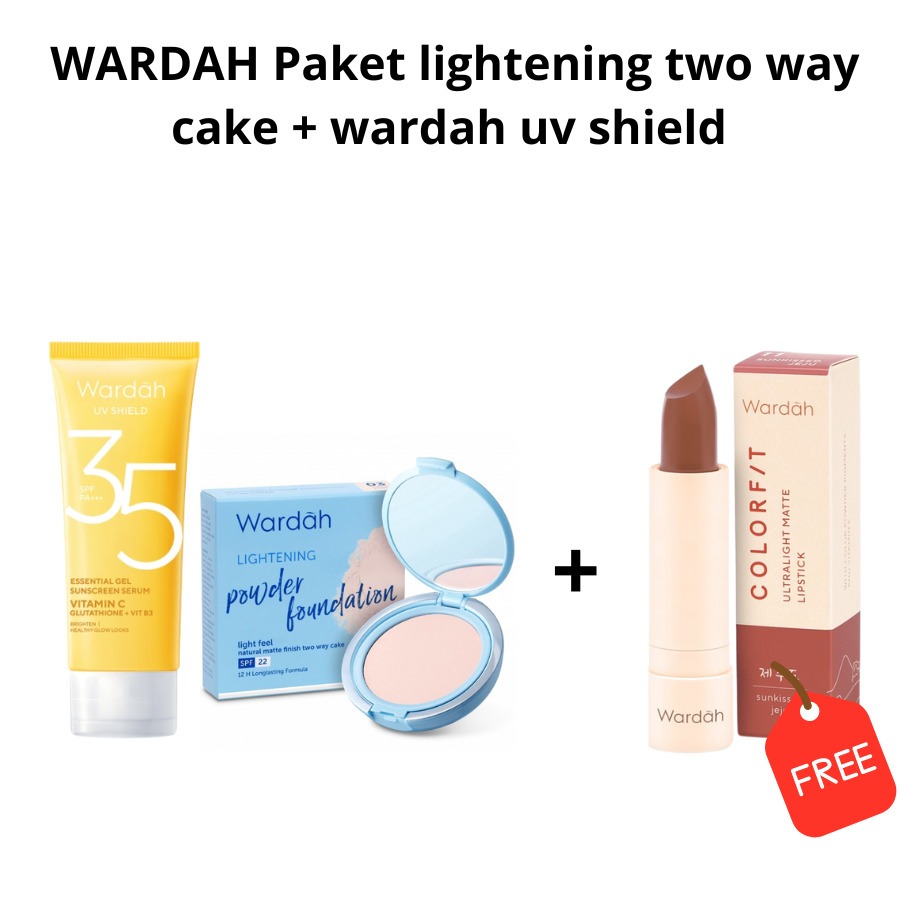 Ailin Wardah Lightening Two Way Cake Package+Wardah Uv Shield SPF 35 ...