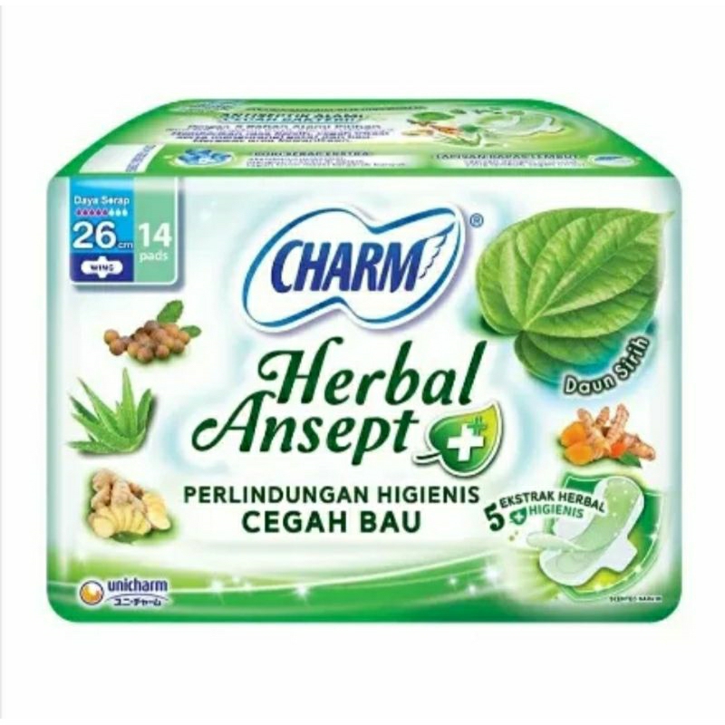 Charm Betel Leaf Sanitary pads + Herbal 26cm Wing 14 pads - 1 pack ...
