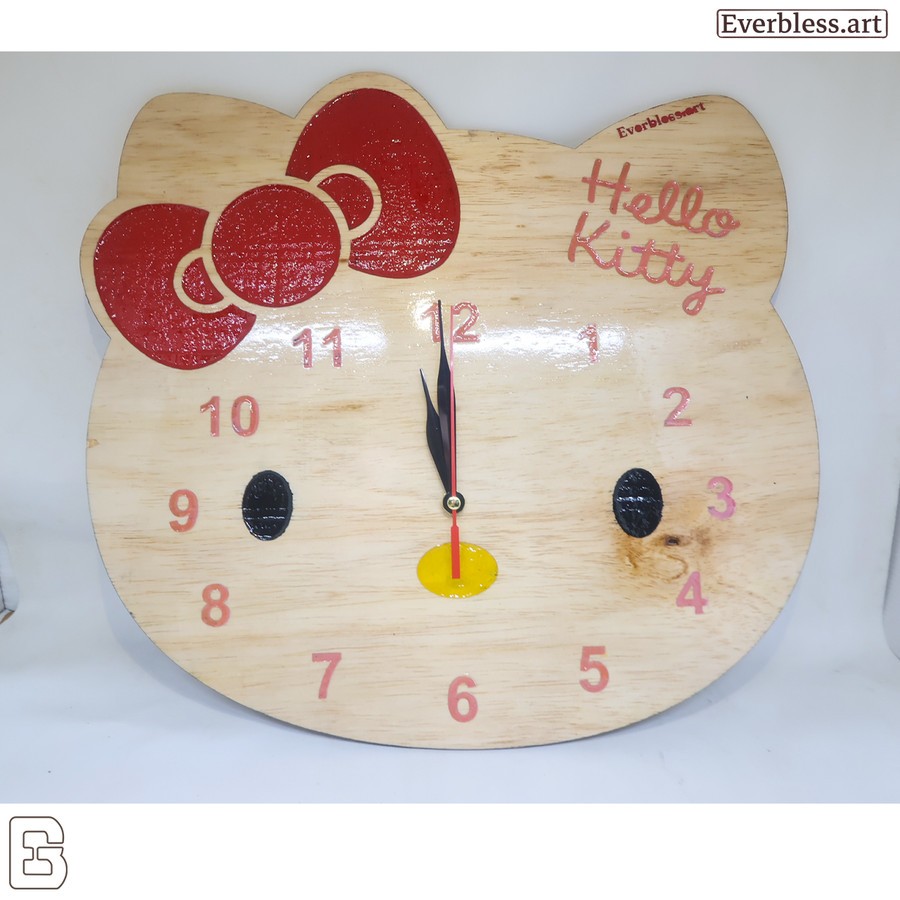 KAYU HIASAN DINDING Unique color hello kitty engraved wooden Souvenir ...