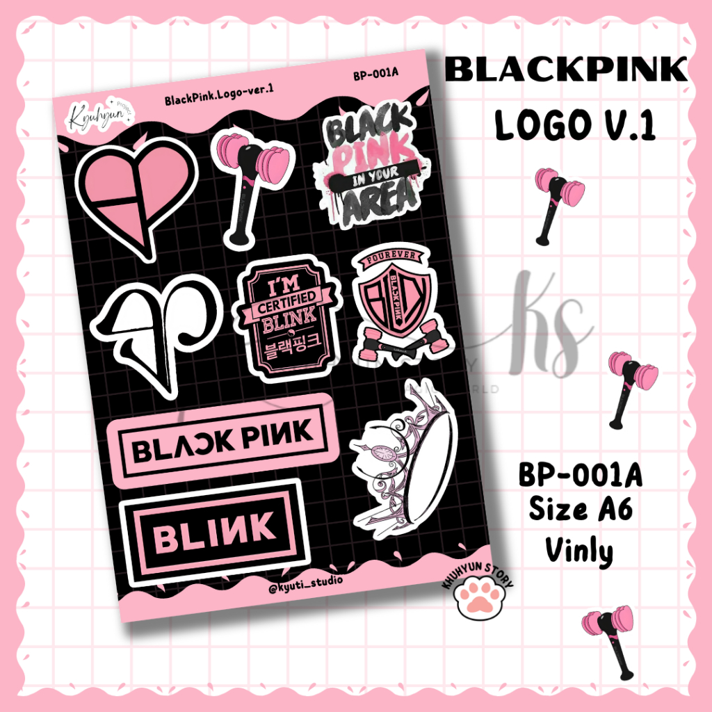 HP Kpop Logo Sticker Black pink Blink Girl Korean Group Sticker ...