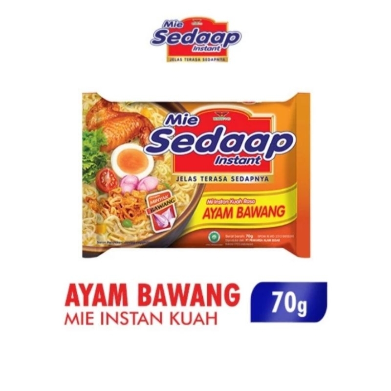 Mie Sedaap Instant Noodles with Chicken and Onion Flavor Soup, 70 gram ...