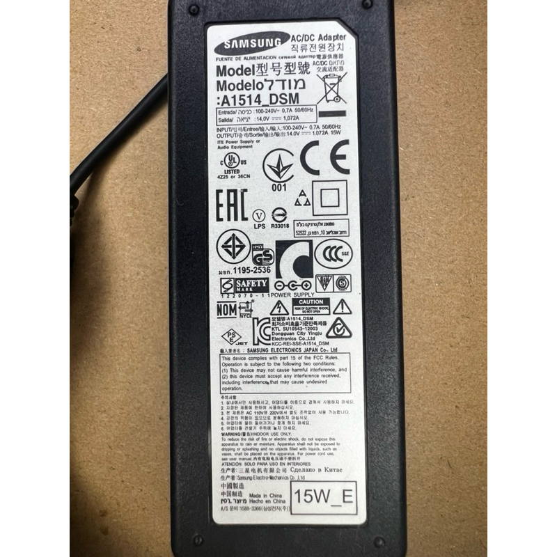 Ac/dc LCD MONITOR Adapter/LED 14V 1.072a SAMSUNG MONITOR - LG ORIGINAL ...