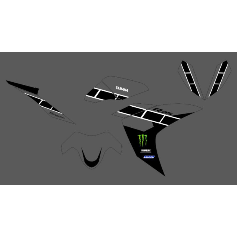 Yamaha R25 BLACK MODE Transparent STRIPING STICKER | Shopee Malaysia