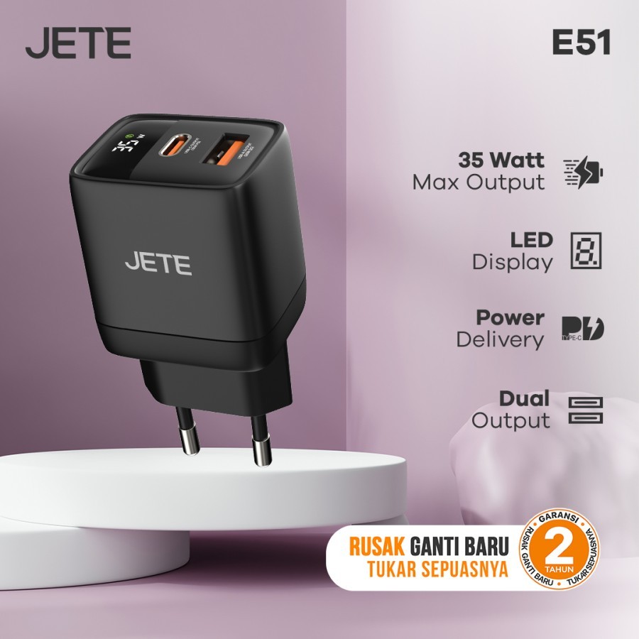 Jete E51 Charger 35W Power Delivery 2 Port USB TypeC 2th Warranty | Shopee Malaysia