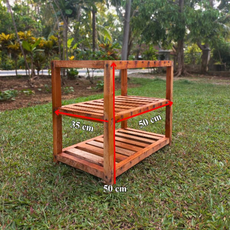 KAYU 3-tier Wooden Shelf Multi-Purpose Tv Rack, Shoe Rack, "Self-Rakit ...
