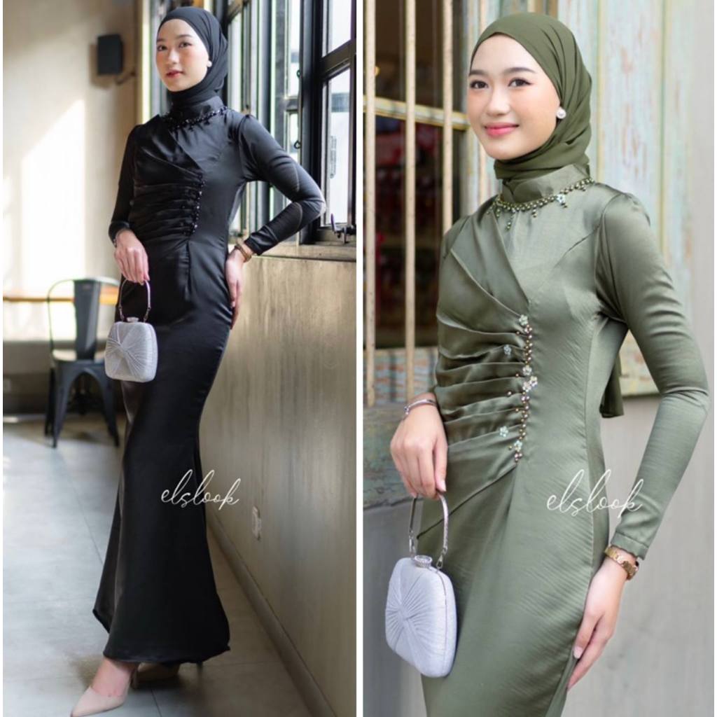 (ADA Jumbo) Risma dress satin silk dress outfit Graduation Application ...