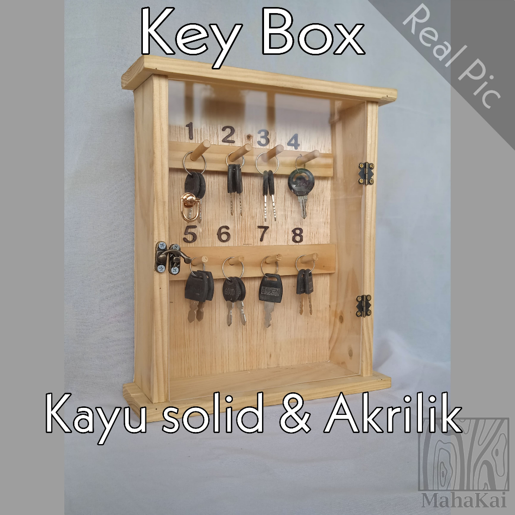 GANTUNGAN KAYU Wooden key box, key box, key organizer, acrylic rack ...