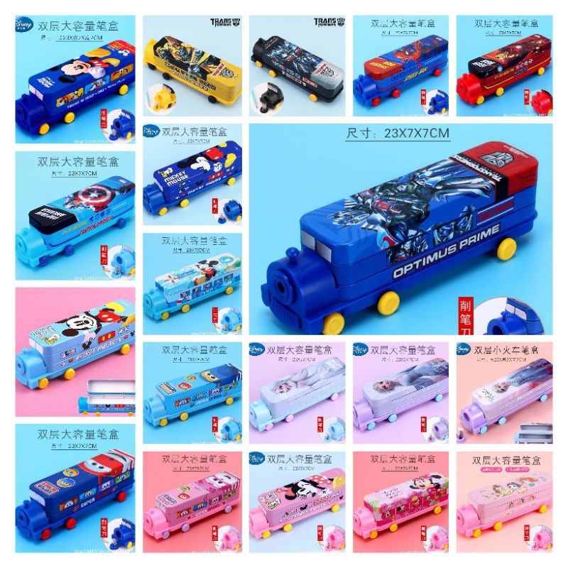 [LB] Disney TRAIN PENCIL CASE ON WHEELS CAR TRAIN PENCIL CASE WITH ...