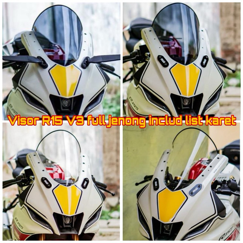 R15 V3 full jenong windshield visor (3MM THICK/INCLUDING RUBBER LIST ...