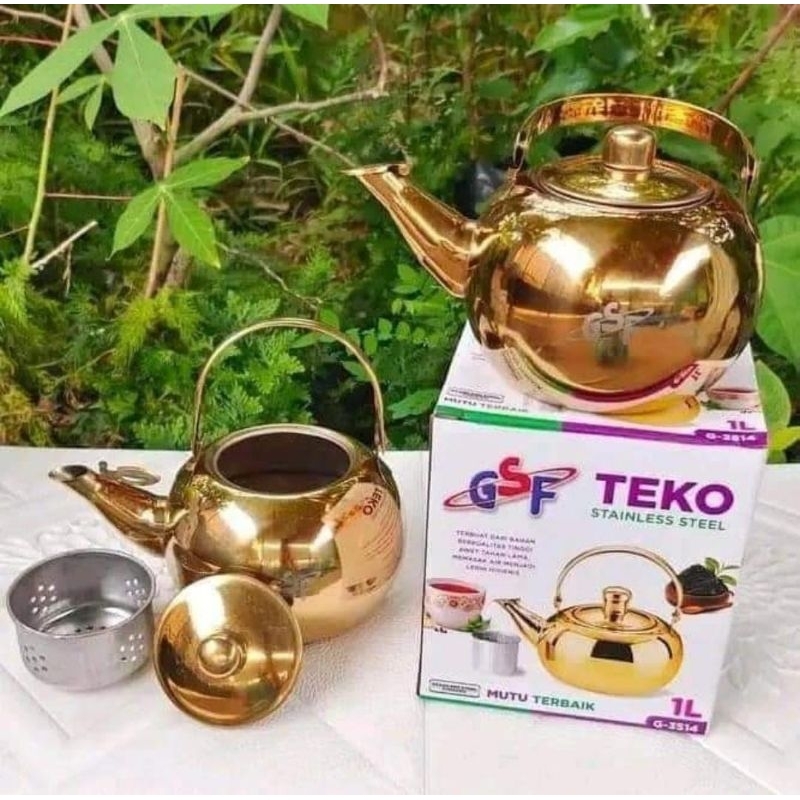 Gsf stainless Gold teapot uk. 1 liter | Shopee Malaysia