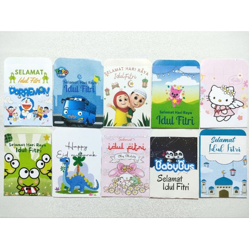 [1 Pack Contains 10] EID Envelope ANGPAO LEBARAN 2024 MUBARAK EID Cartoon TAYO DORAEMON HELLO ...