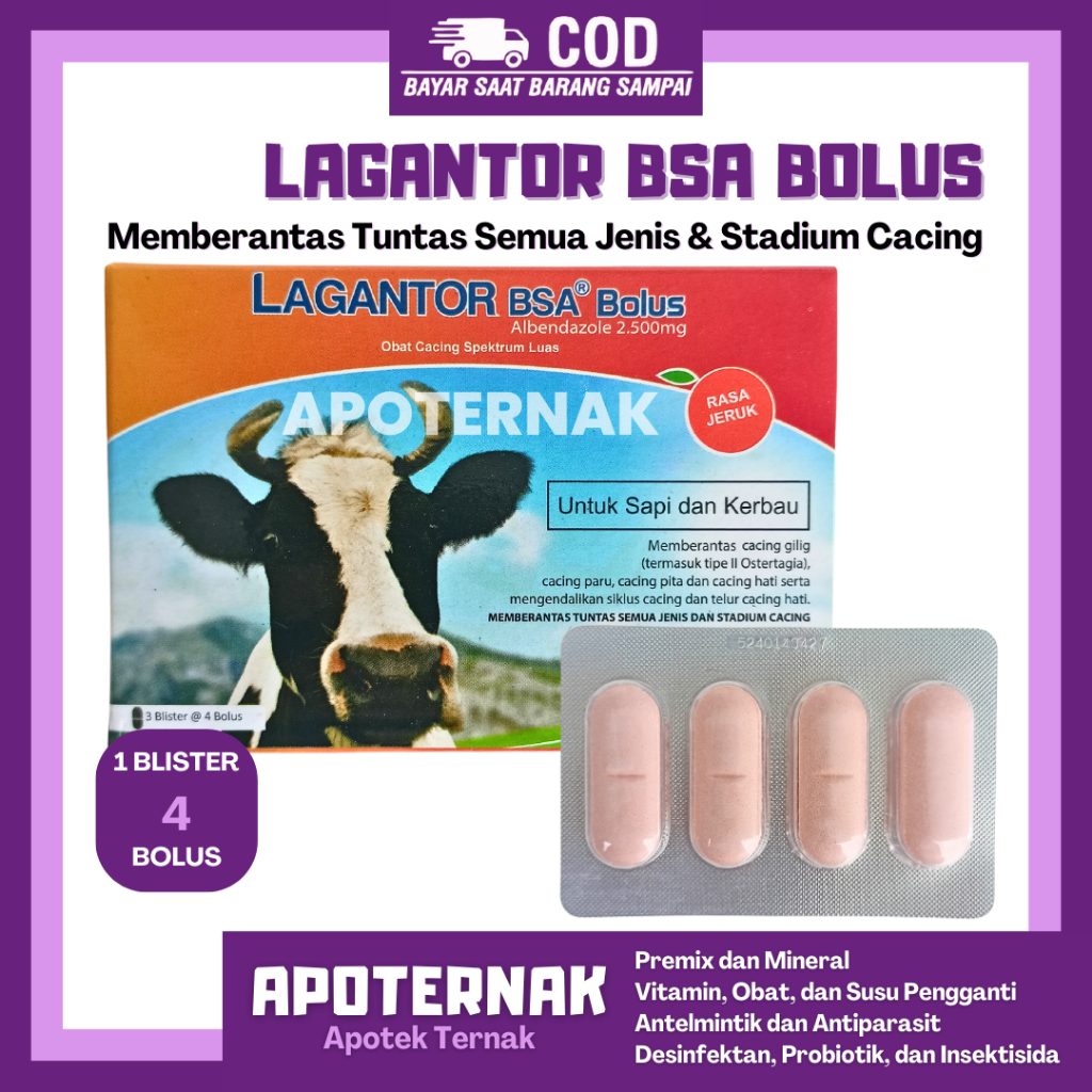 Lagantor BSA 1 BLISTER 4 Bolus - The Most Powerful Beef Worm Medicine ...