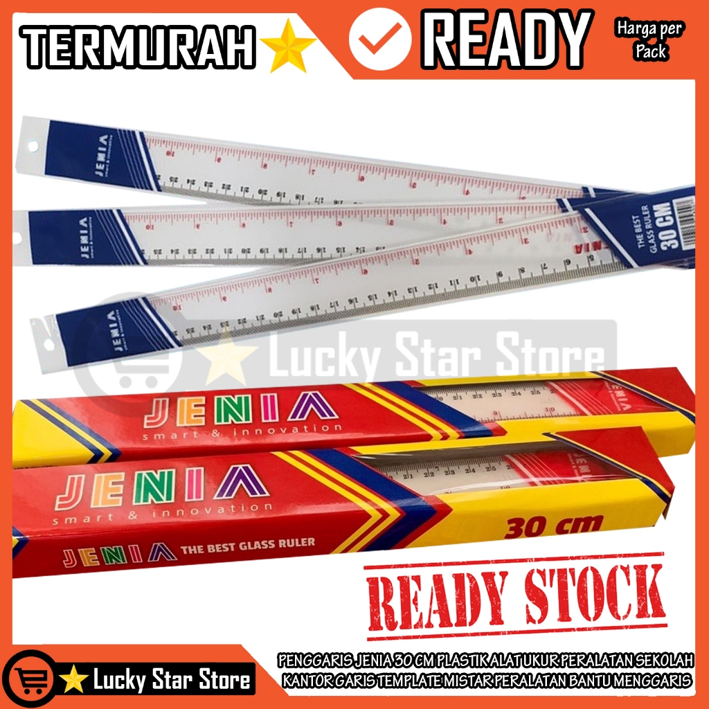 PERALATAN Jenia Ruler Ruler Straight Length Ruler Size 30cm Per Pack ...