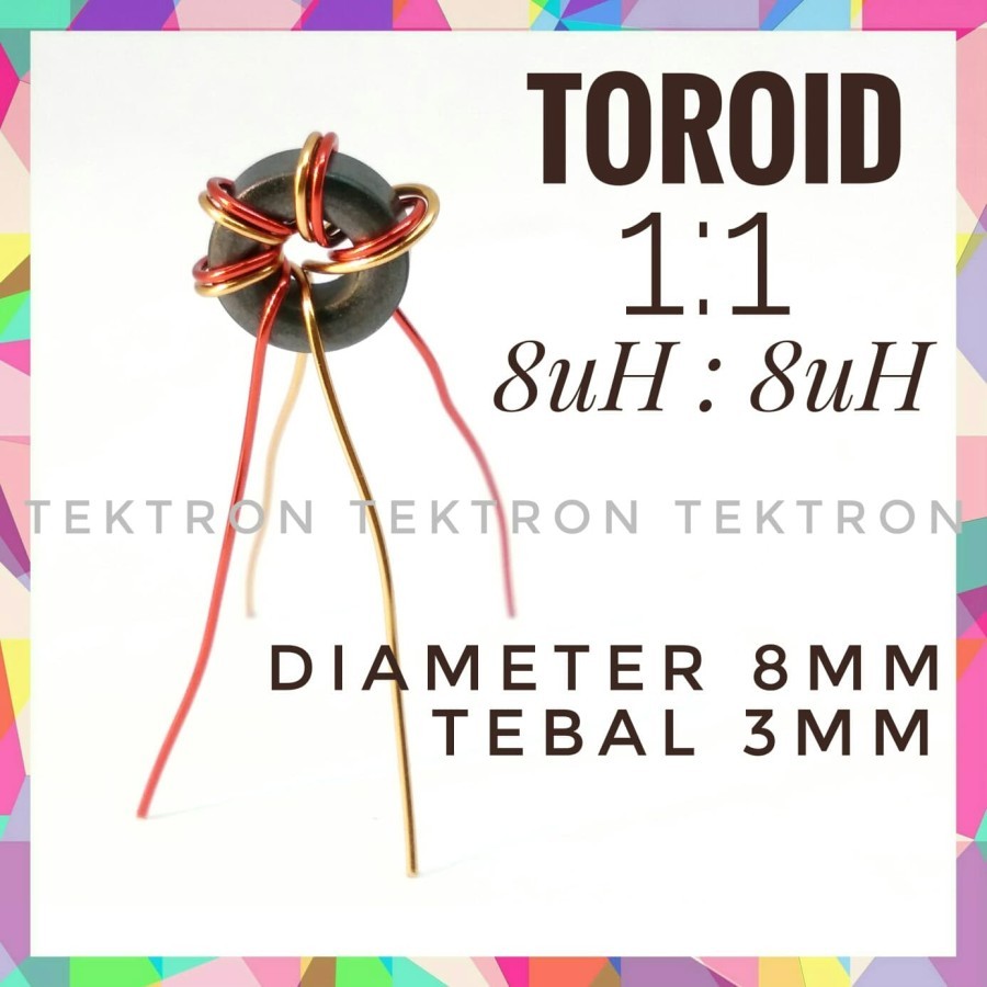 Toroid 1:1 (8uH:8uH) dia 8mm t 3mm, pulse transformer, balun, ferrite ...