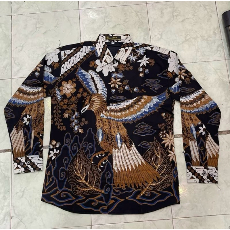 PRIMA KEMEJA KATUN Garuda BLUE MEN'S SLIMFIT BATIK SHIRT, soft premium ...