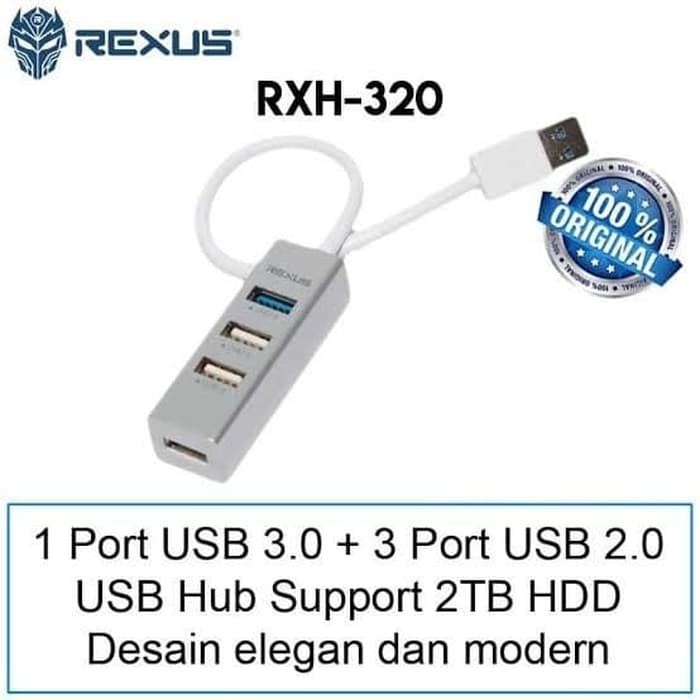 Usb Hub 4-port Rexus RXH-320 RXH320 V2.0 3Port+V3.0 1Port ORIGINAL | Shopee Malaysia