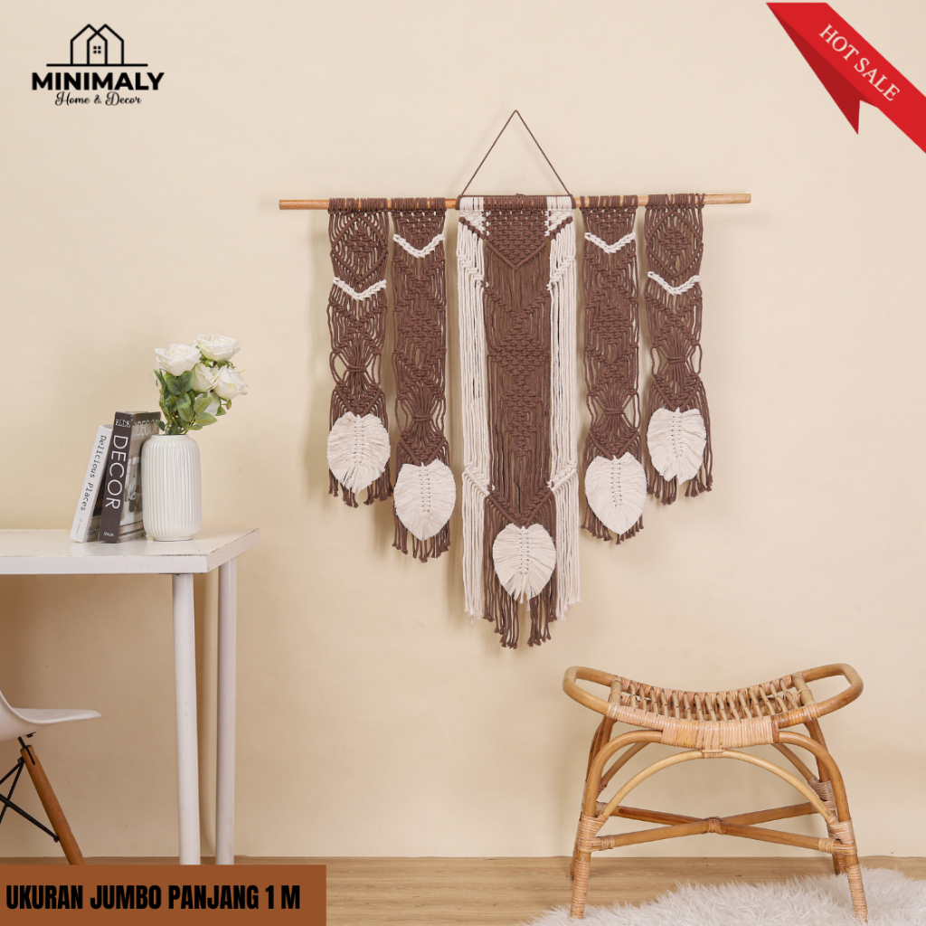 HIASAN DINDING Aesthetic Wall Decoration (DOWEL100CM) Macrame ...